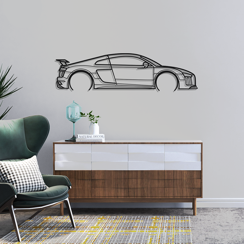 Audi R8 V10 Plus Gen. 2 detaillierte Wandbild Silhouette – WallOfStyle